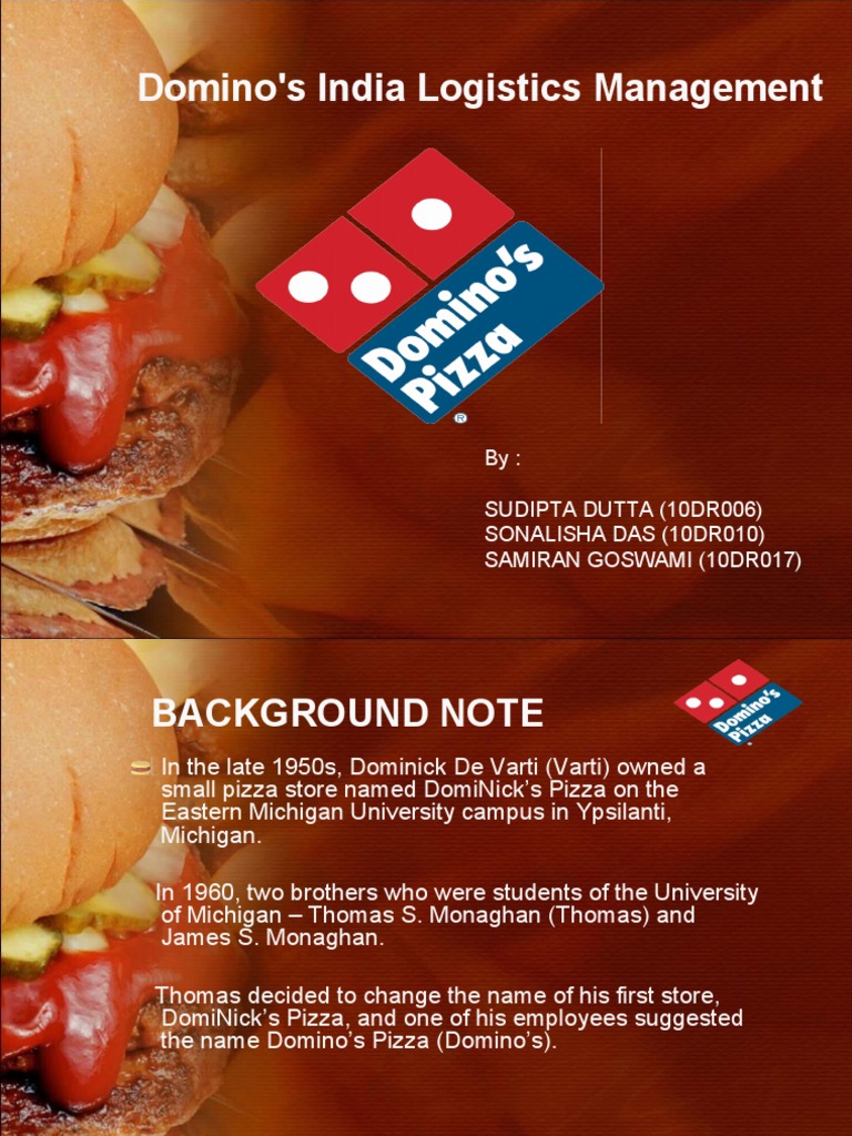 Domino's India Logistics Management: By: Sudipta Dutta (10Dr006 ...