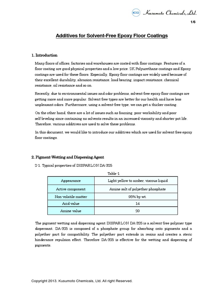 Additives For Solvent-Free Epoxy Floor Coatings | Download Free PDF ...