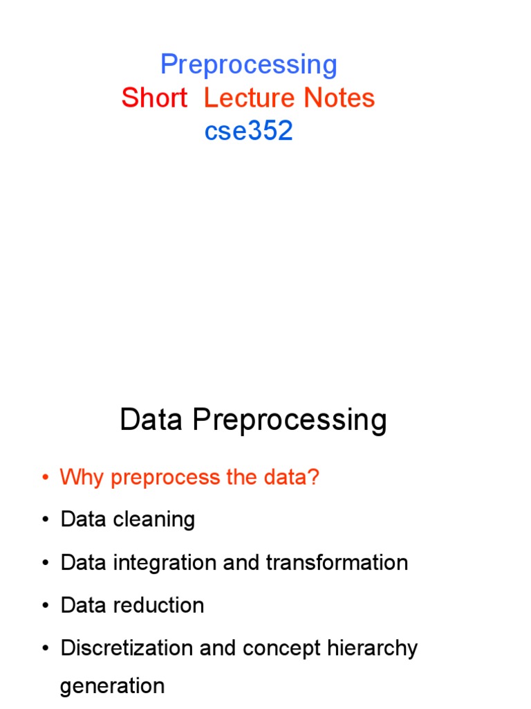 Slide 2 - Data Preprocessing | PDF | Cluster Analysis | Regression Analysis
