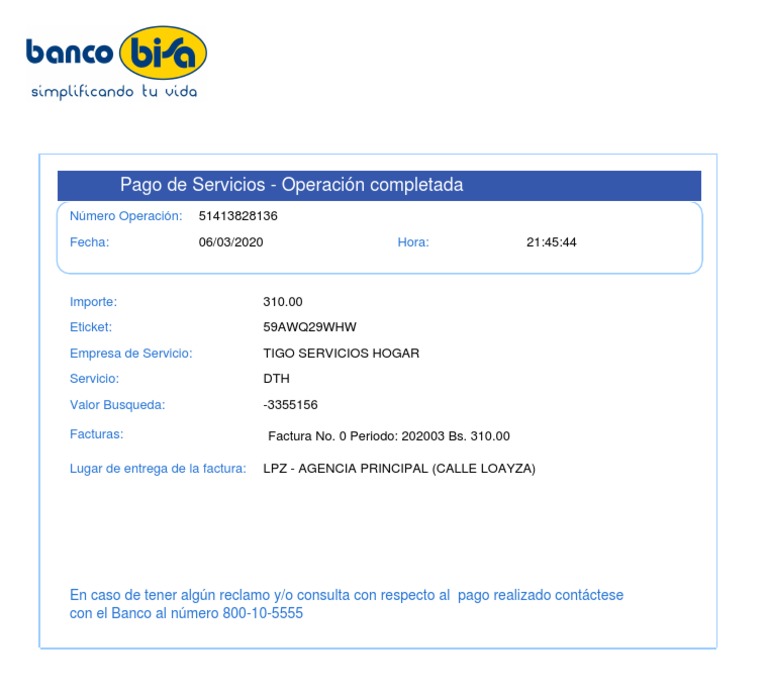 Comprobante Pago EBisa | PDF