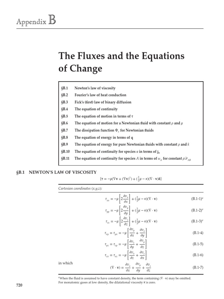 Fluid Dynamics Equations Guide | PDF | Diffusion | Viscosity