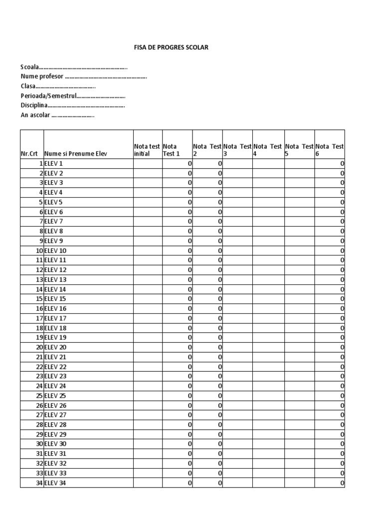 Raport Fisa Progres Modificata | PDF