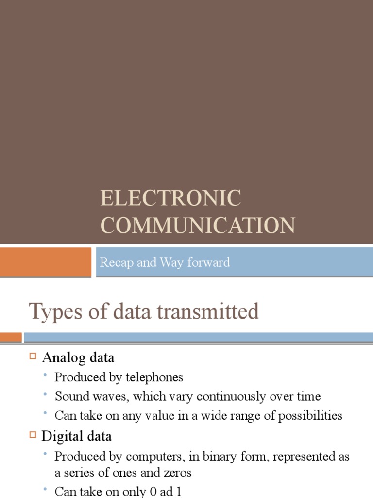 Electronic Communication: Recap and Way Forward | PDF | Data ...