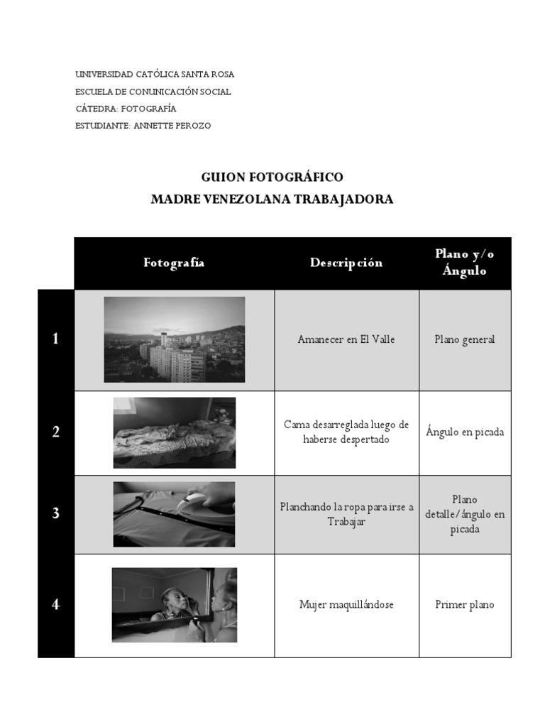 Ejemplo Guion Del Ensayo Fotográfico | PDF