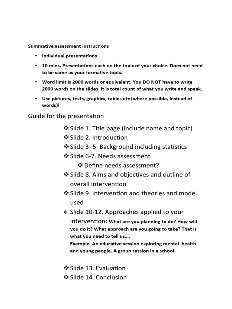 Summative Assessment | PDF | Health Promotion | Needs Assessment