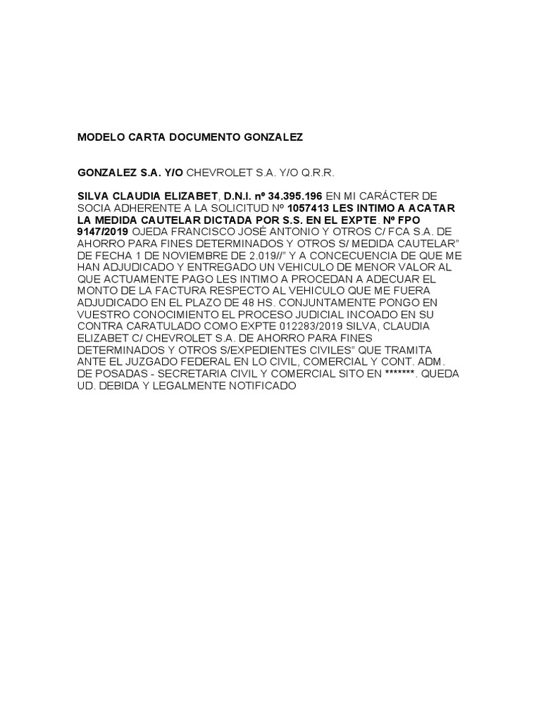 Modelo Carta Documento | PDF