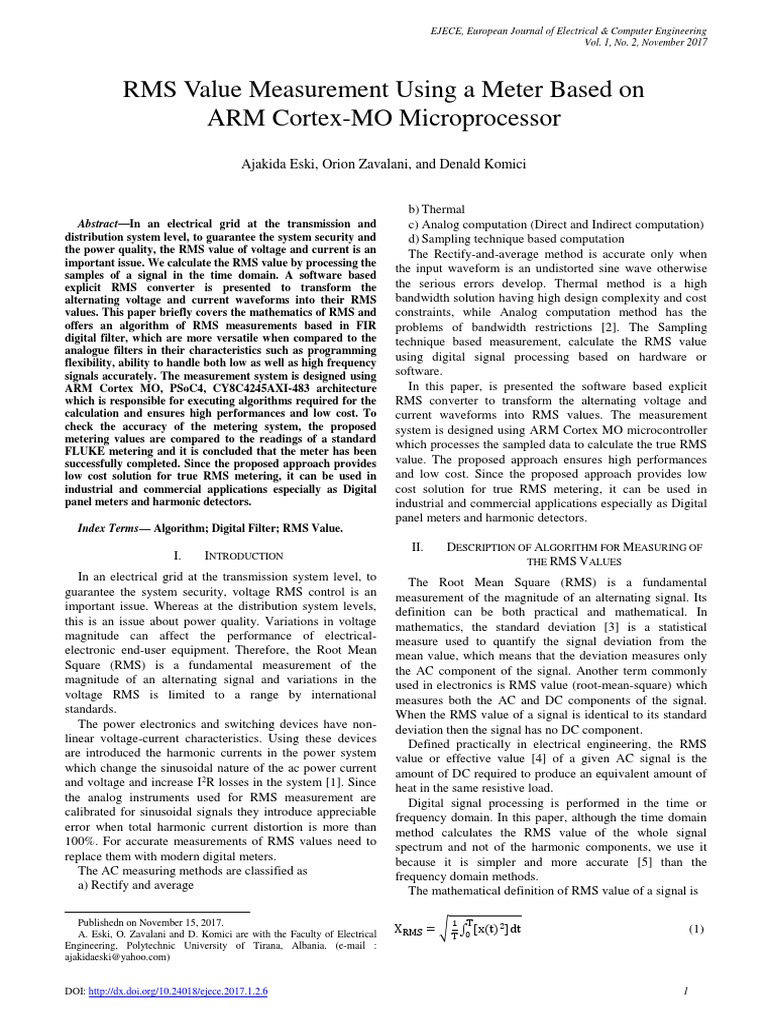 RMS Value Measurement | PDF | Root Mean Square | Analog To Digital Converter