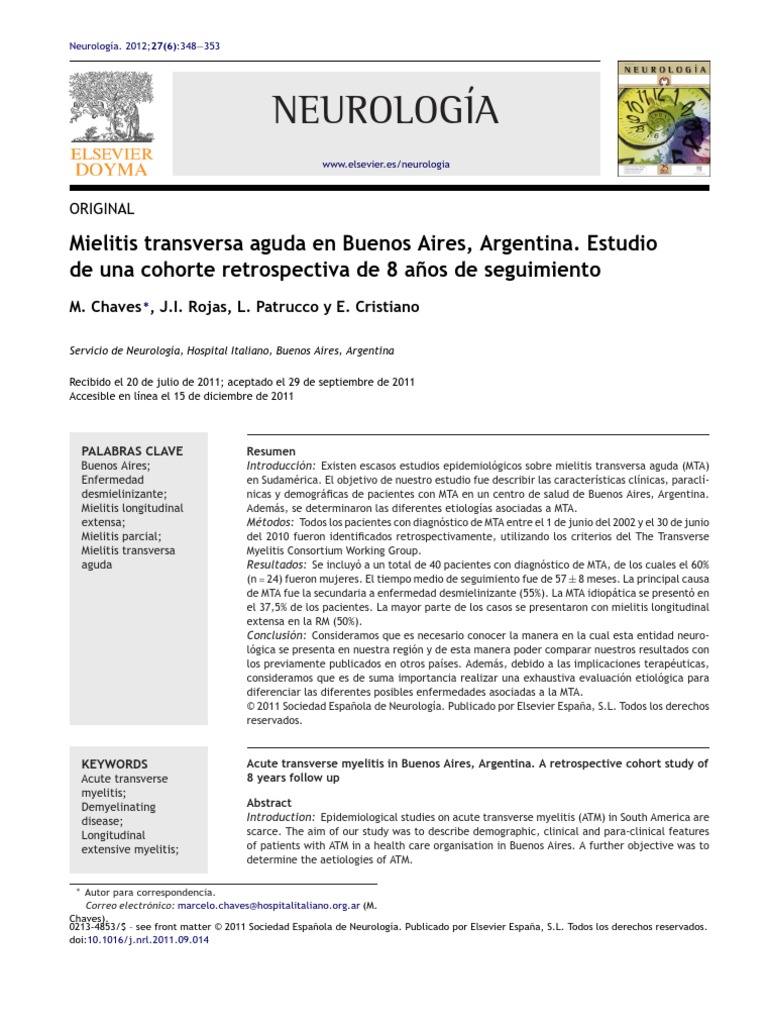 Mielitis Transversa Aguda en Buenos Aires - Htal Italiano, 2011-12-15 ...