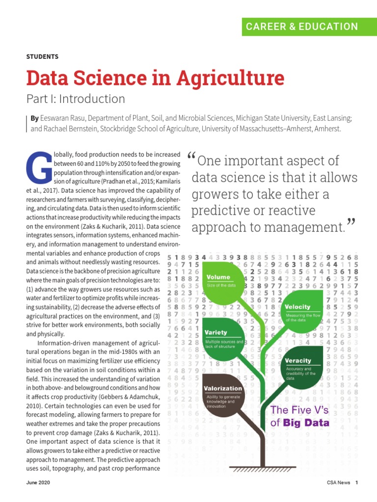 Data Science in Agriculture Part I: Introduction | PDF | Big Data ...