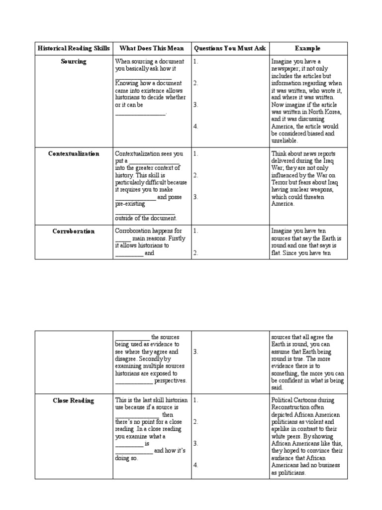 Final Historical Skills Guided Notes 1 | PDF | Historian | Cognition