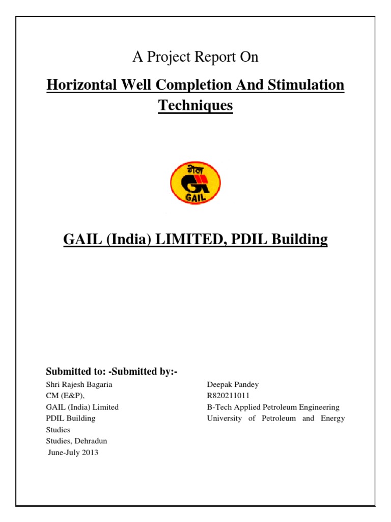 Horizontal Well Completion and Stimulation Techniques: A Project Report ...