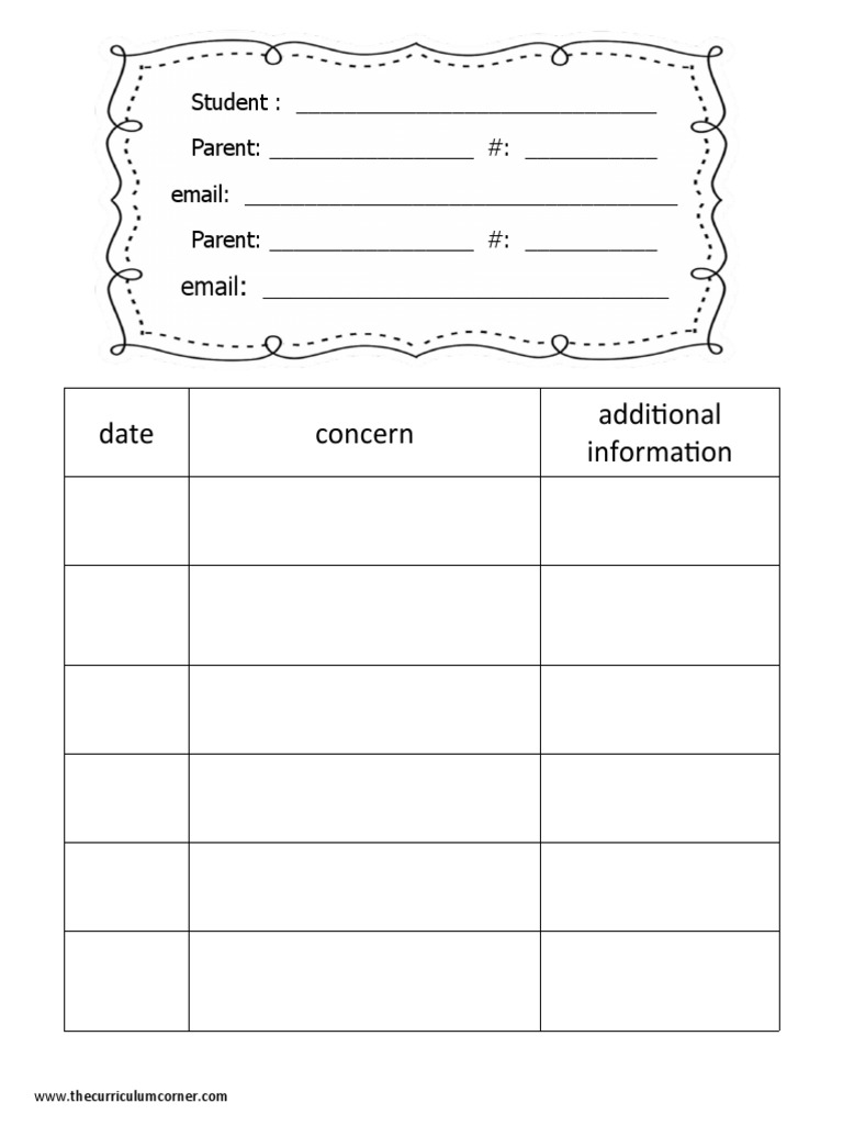 Student-Parent Contact Form Template | PDF