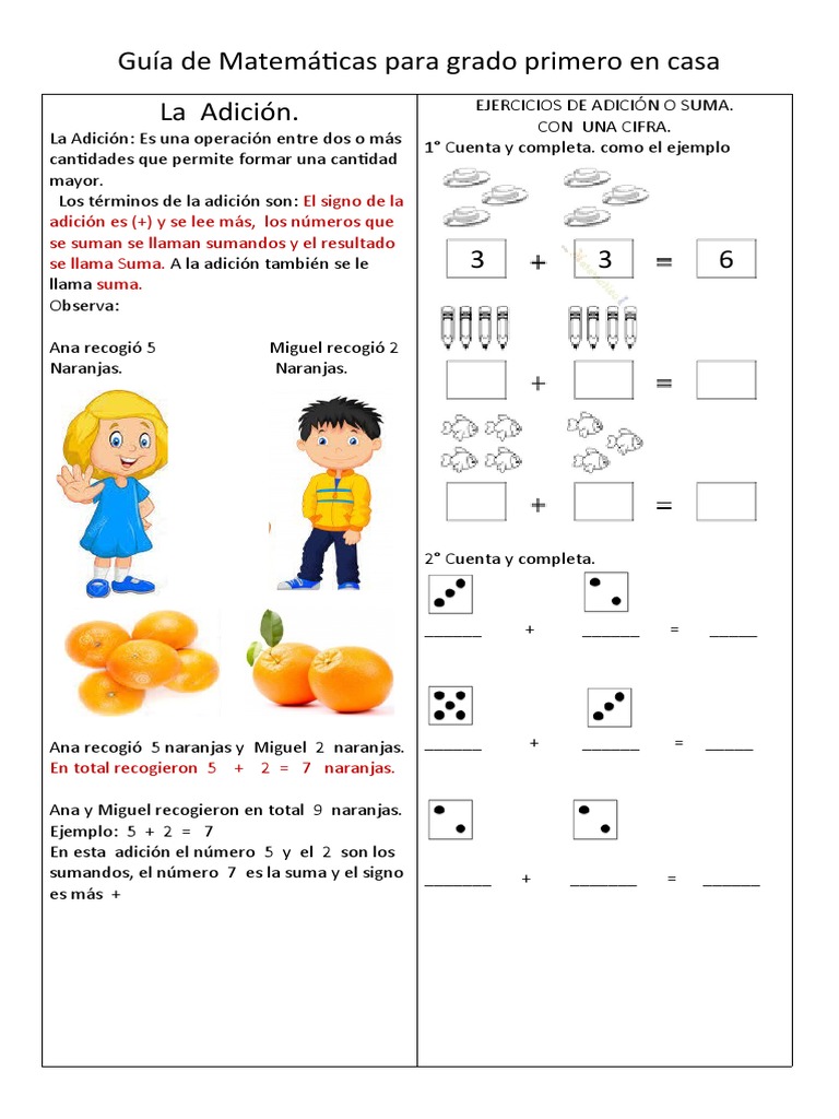 Ejemplos De Matemáticas Para Primer Grado