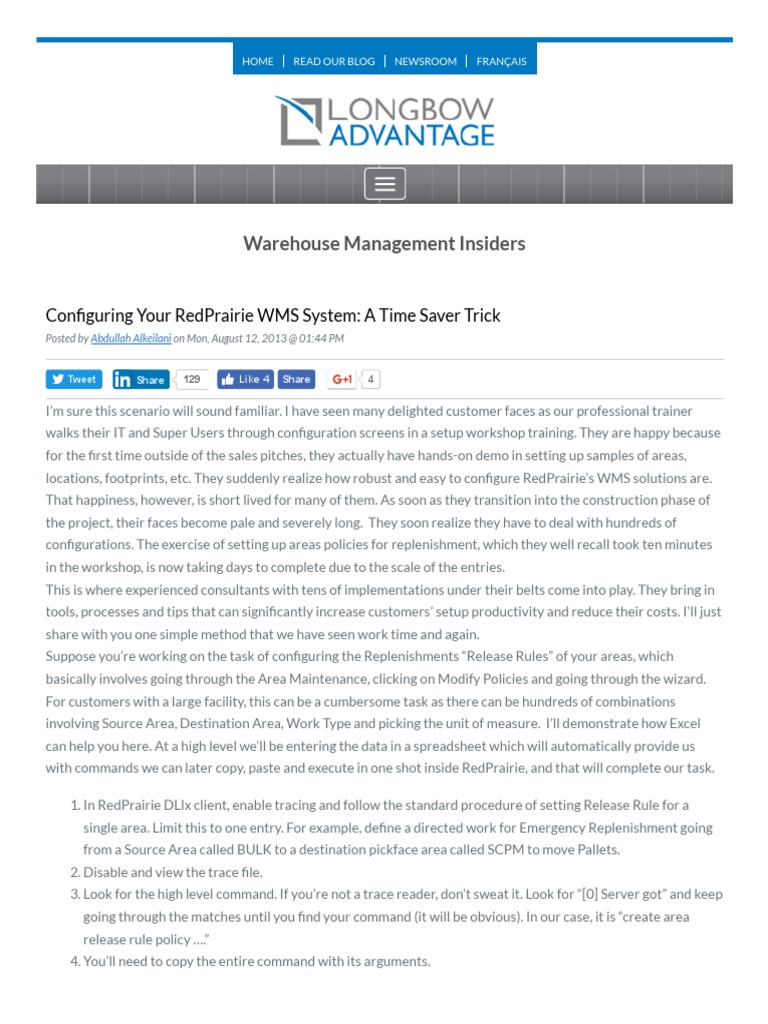 Configuring Your RedPrairie WMS System - A Time Saver Trick | PDF ...