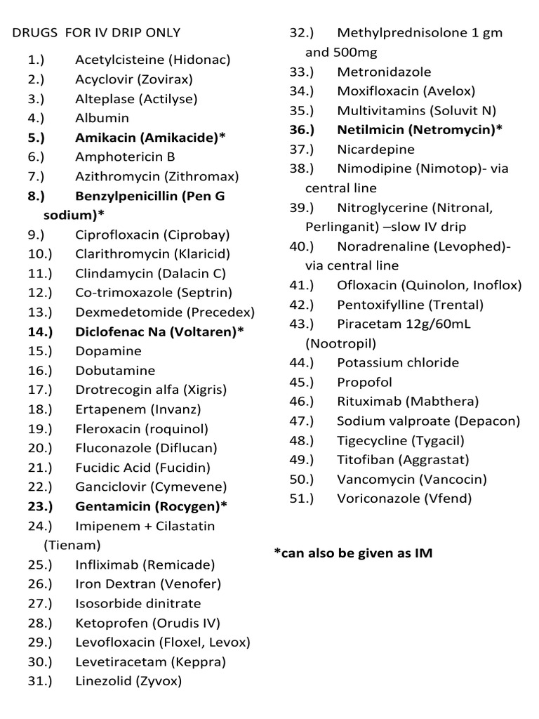 Drugs For IV Drip Only | PDF | Functional Group | Biocides