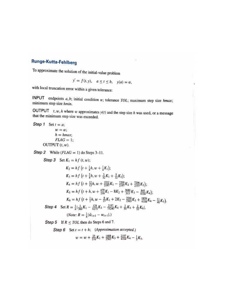 Runge-Kutta-Fehlberg: (T K4 (T K I :K1 - ) K4) | PDF | Theoretical Computer Science ...