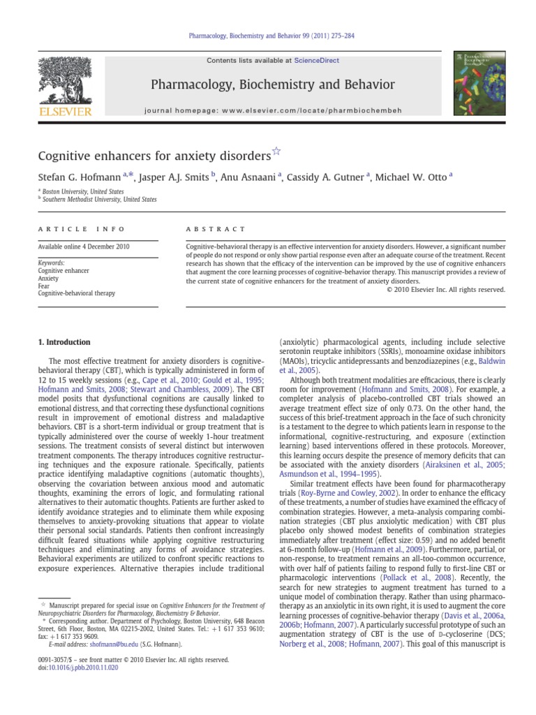 Pharmacology, Biochemistry and Behavior | PDF | Cognitive Behavioral ...