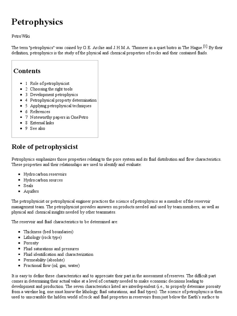 Petrophysics - PetroWiki | PDF | Petroleum Reservoir | Applied And ...