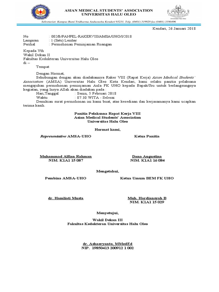 002 Surat Peminjaman Ruangan | PDF