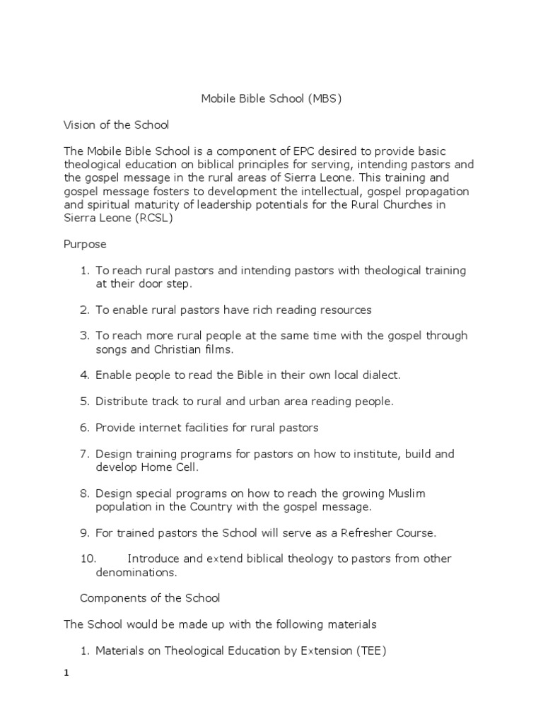 Mobil Bible School Final | PDF | Curriculum | Calvinism