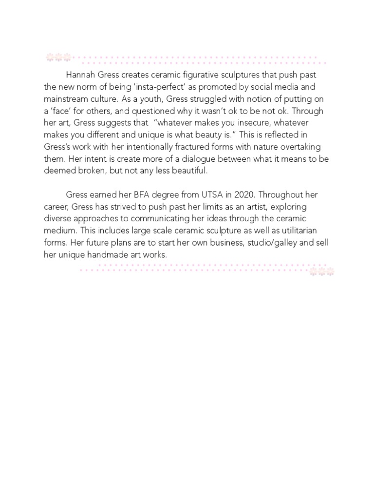 Artist Profile Hannah Gress 2 | PDF