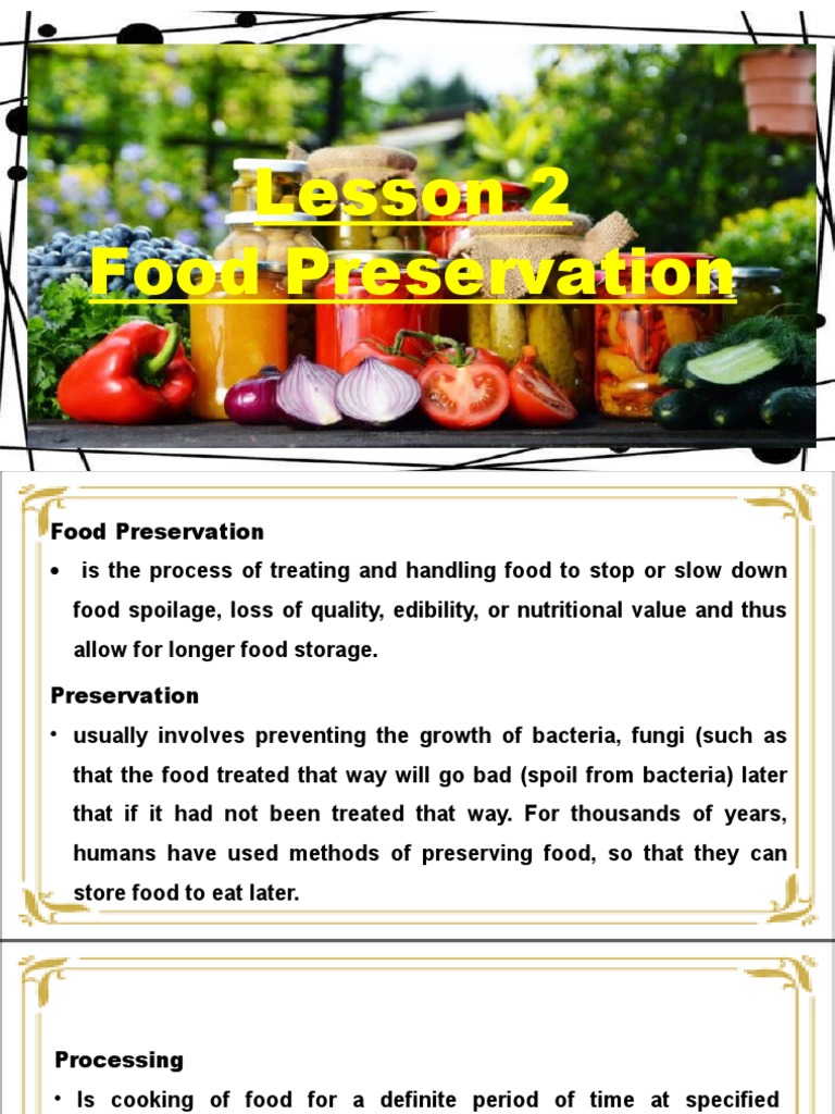 Lesson 2 Food Preservation | PDF | Food Preservation | Food Science