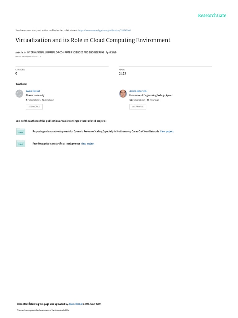 Virtualization and Its Role in Cloud Computing Environment | PDF ...