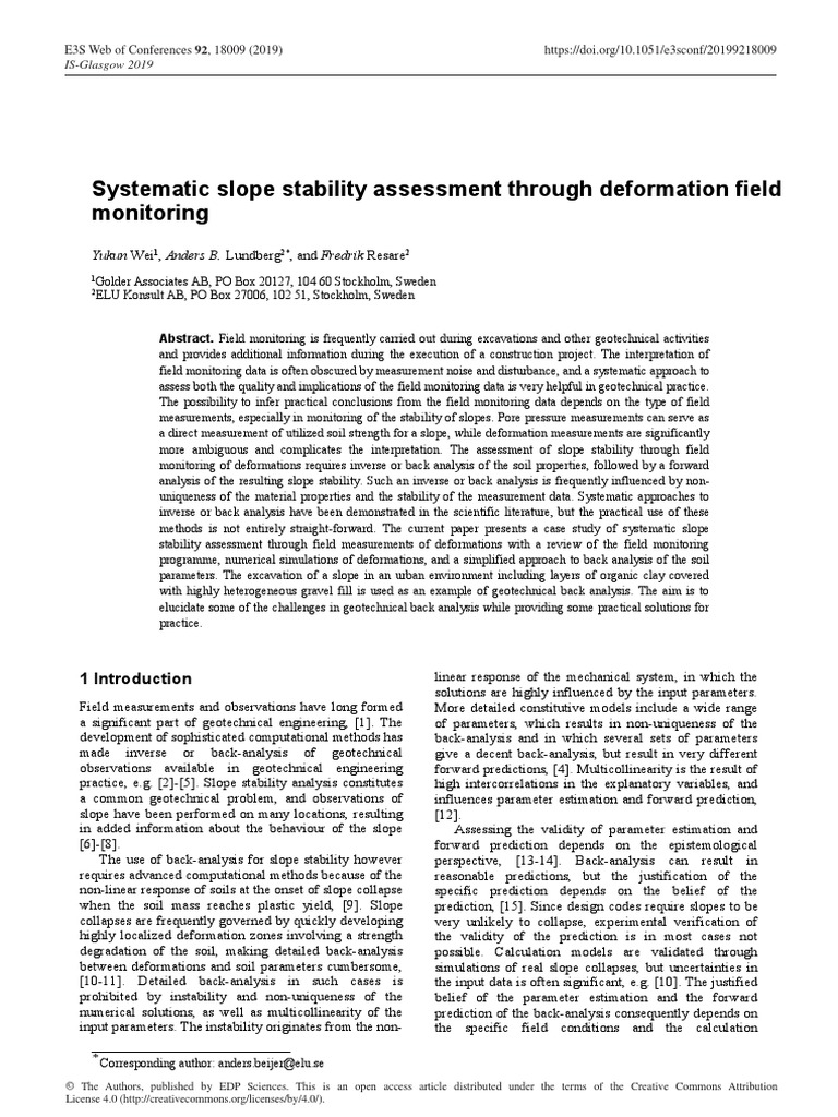Systematic Slope Stability Assessment Through Deformation Field ...