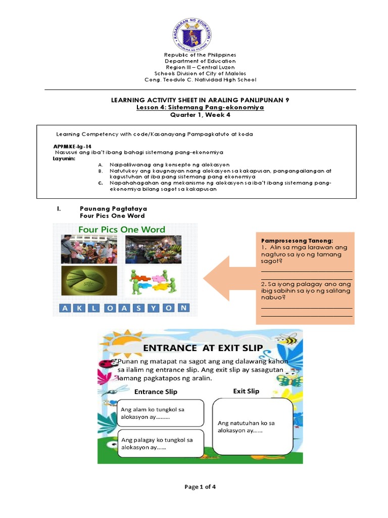 LAS AP-9 Quarter 1 Week 4 | PDF