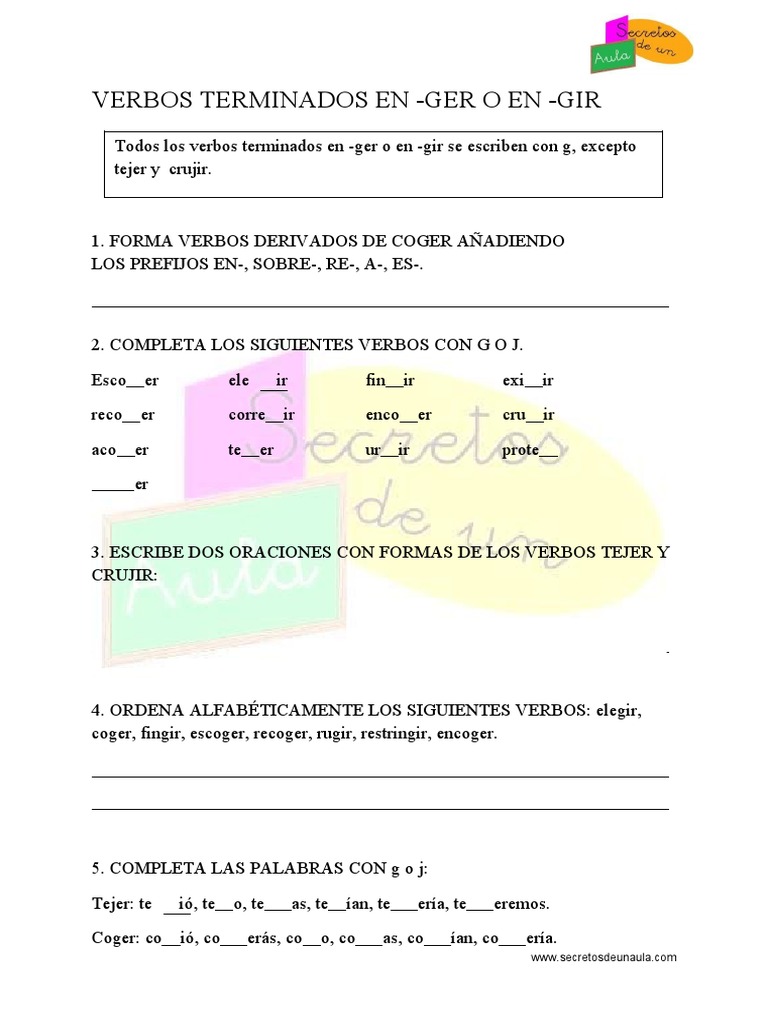 Verbos Terminados en - Ger O en - Gir | PDF