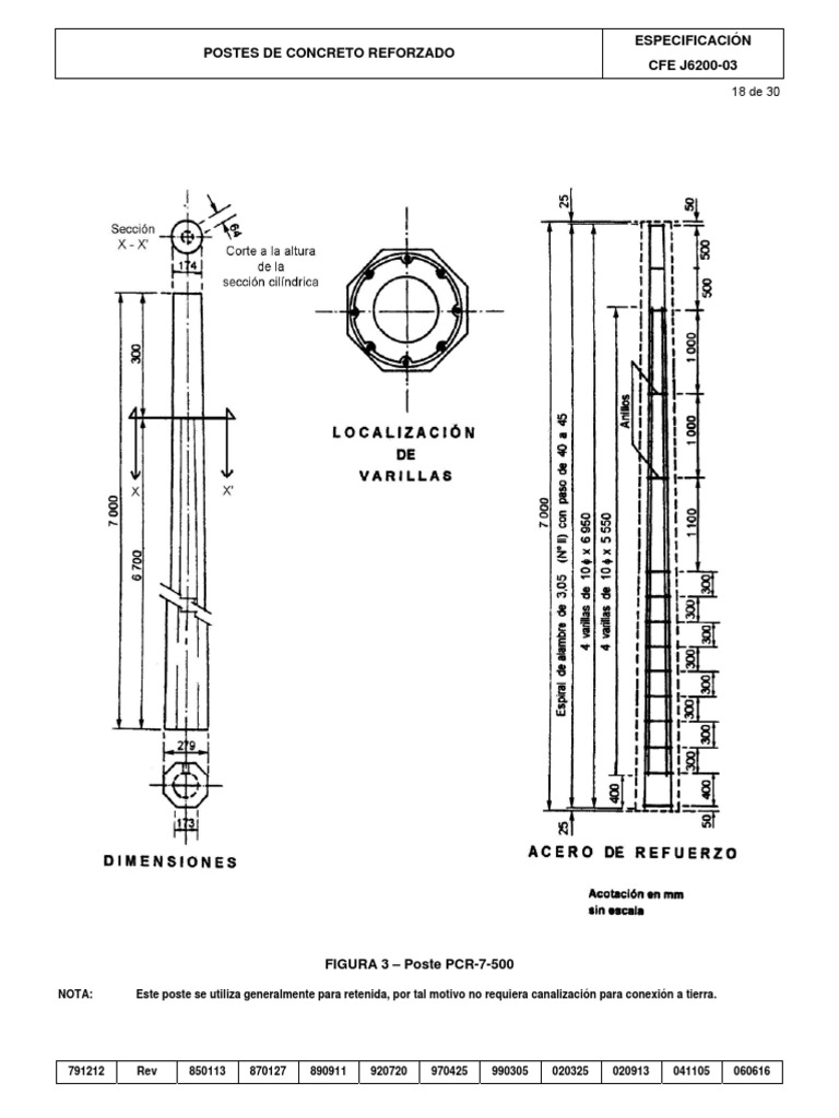 Poste PCR-7-500: Especificación CFE J6200-03 | PDF | Tecnología