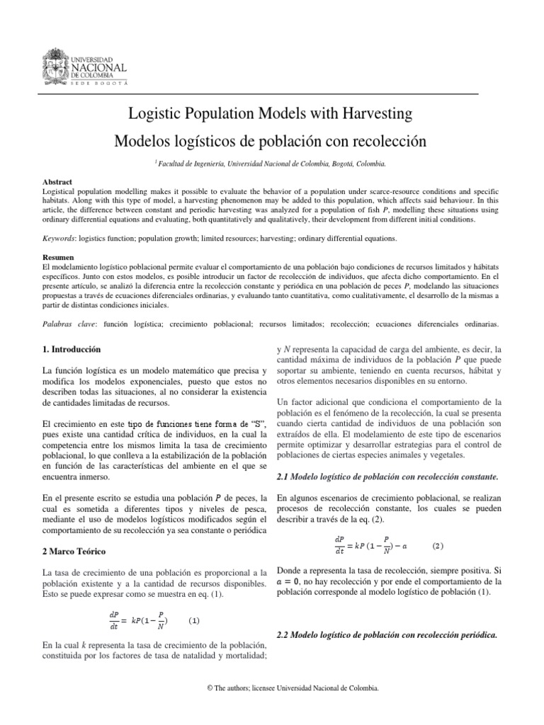 Logistic Population Models With Harvesting. | PDF | Asíntota | Análisis ...