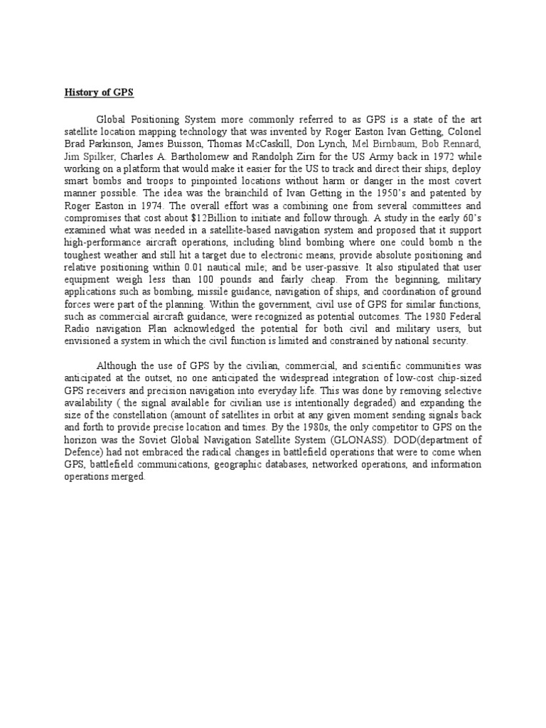History of GPS | PDF | Global Positioning System | Surveying