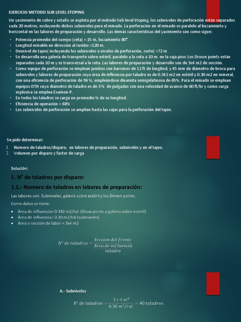 Ejercicio Metodo Sub Level Stoping | PDF