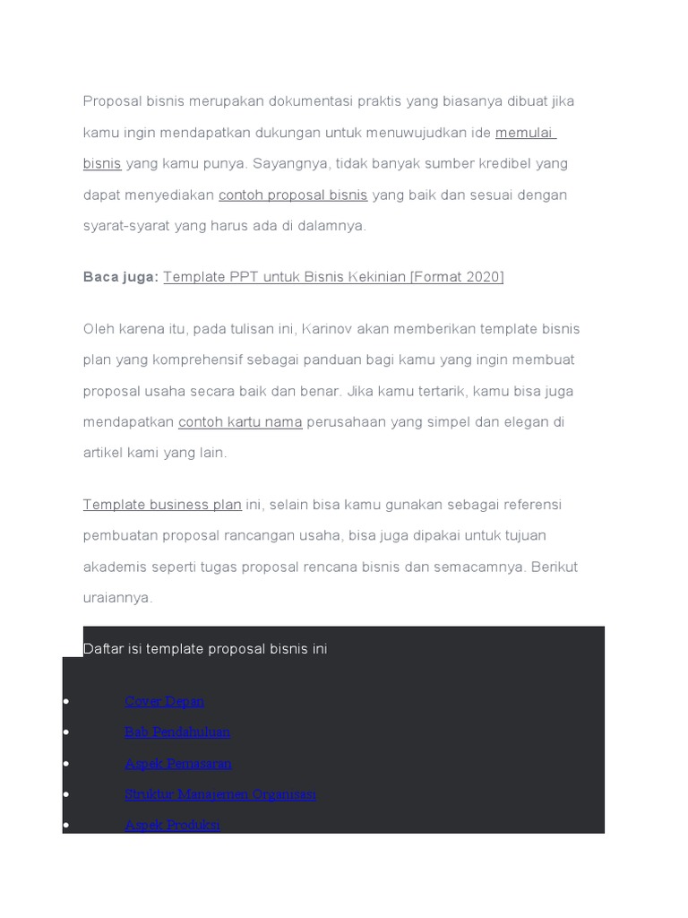 Template Proposal Bisnis Komprehensif | PDF