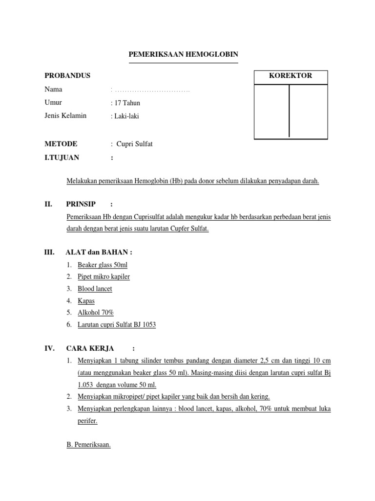 Irene Putri Pradita I - Pemeriksaan HB Cuprisulfat PDF | PDF