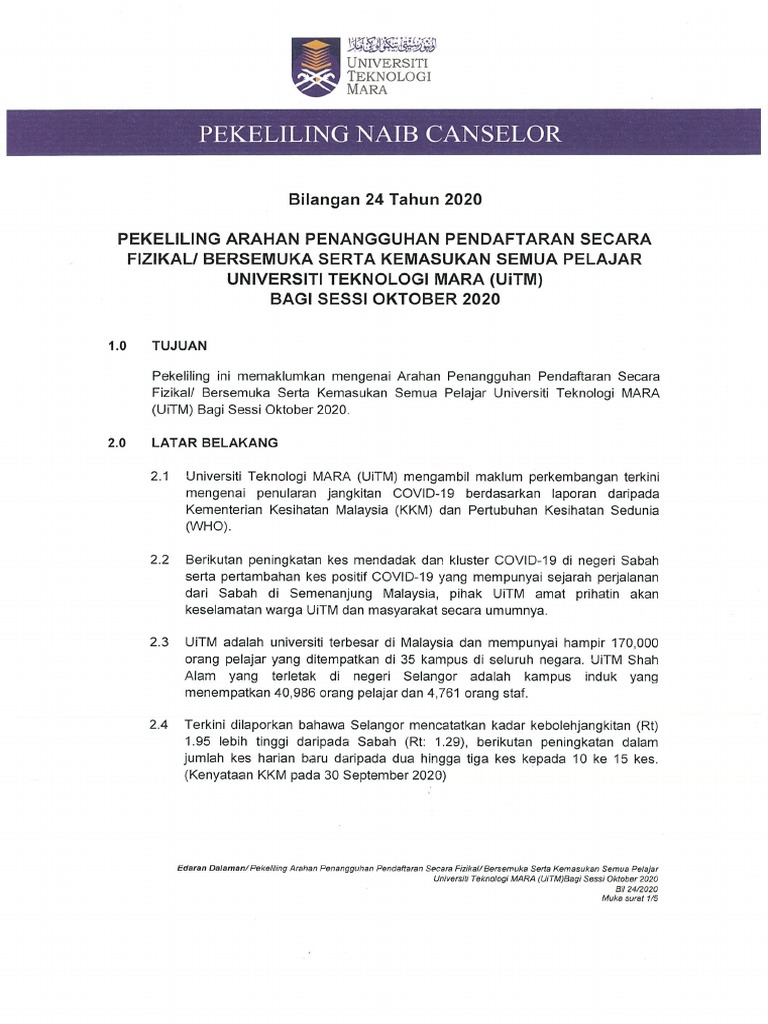 PEKELILING NAIB CANSELOR BIL.24 TAHUN 2020 - PEKELILING ARAHAN ...