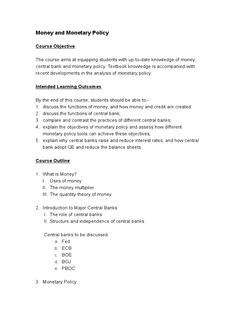 Money and Monetary Policy | PDF | Career & Growth | Business