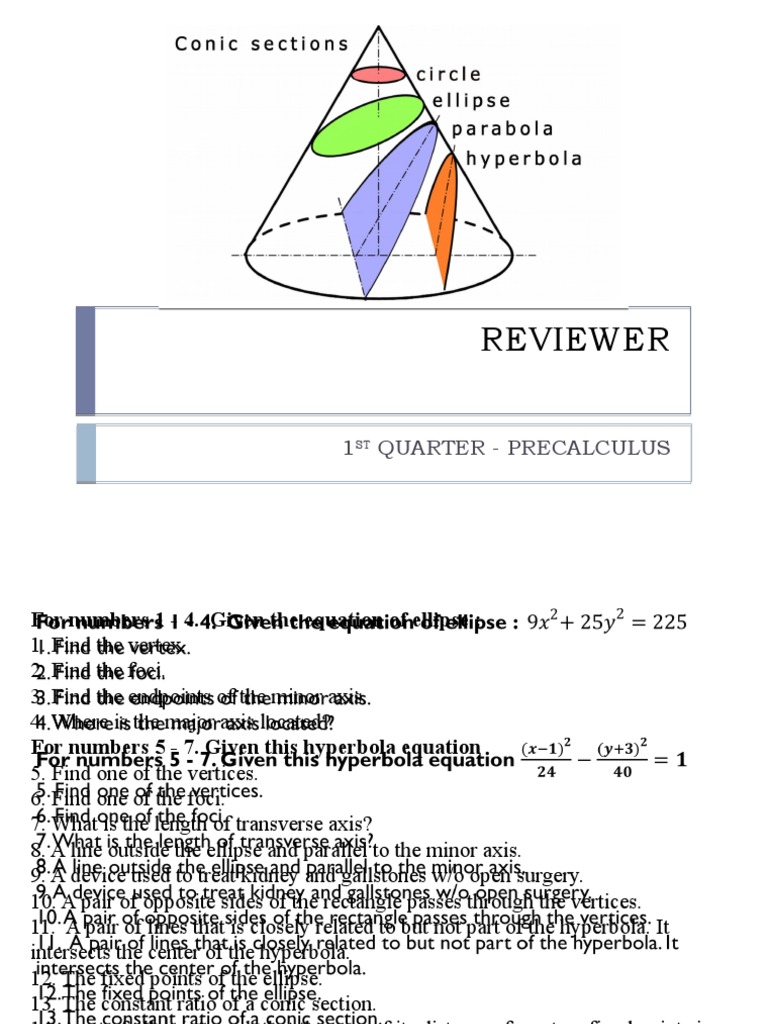 Precalculus Conic Sections Review Guide | PDF | Science & Mathematics