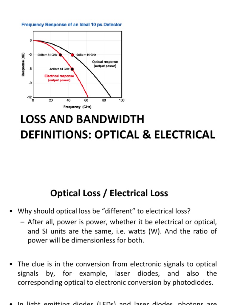 Loss and Bandwidth Definitions: Optical & Electrical | PDF | Physical ...