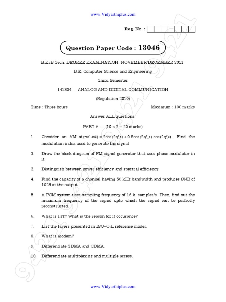 ADC Nov 2011 QP | PDF | Modulation | Frequency Modulation ADC Nov 2011 QP | PDF | Modulation | Frequency Modulation