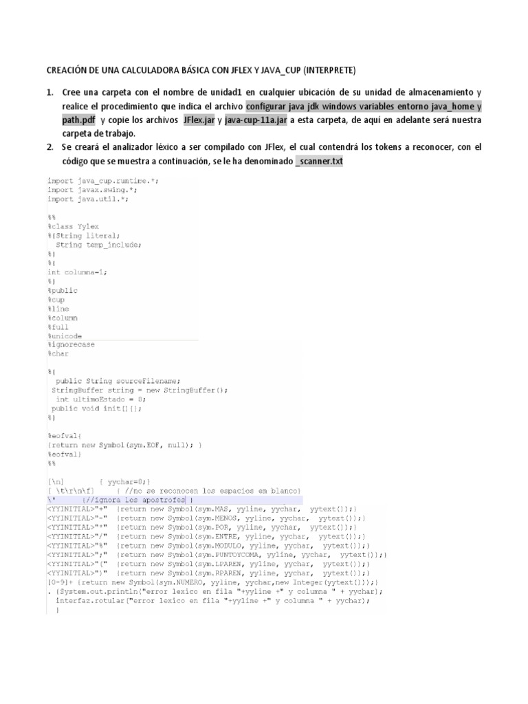 Calculadora Básica con JFlex y JavaCUP | PDF | Compilador | Java ...