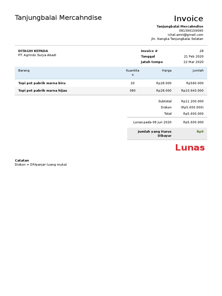 Invoice: Lunas | PDF