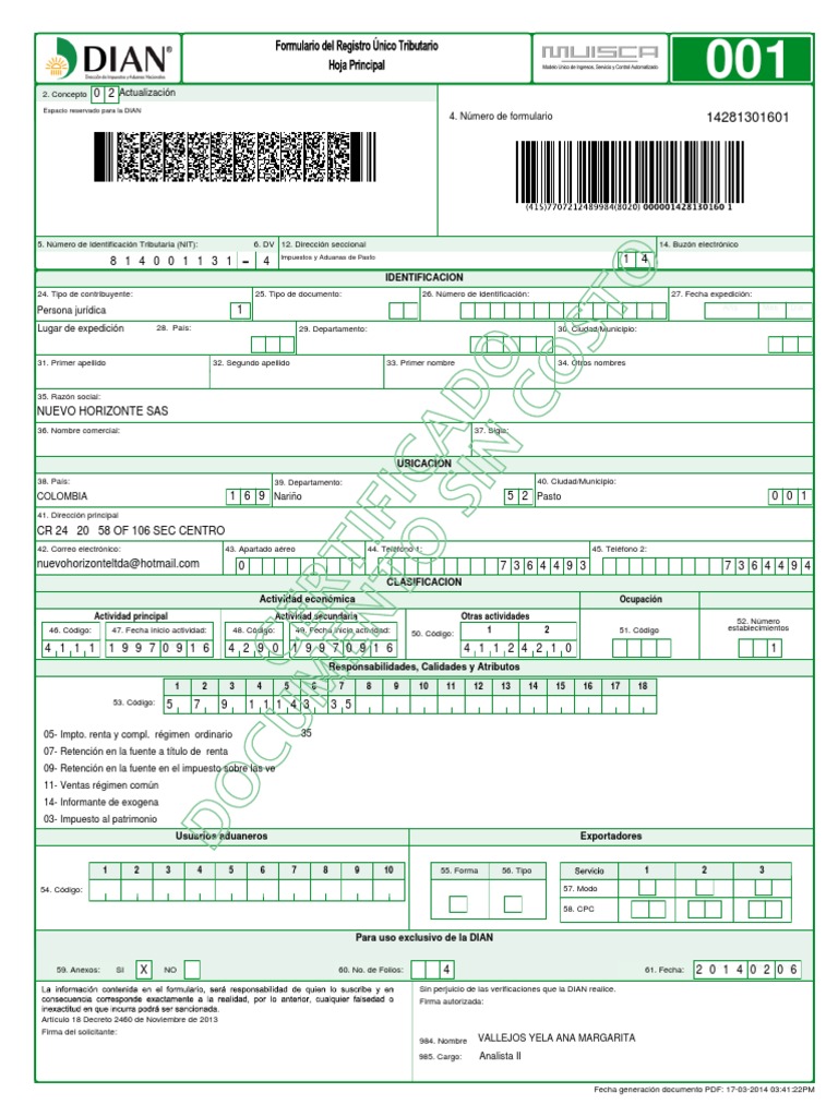 Ejemplo Rut Pesona Juridica PDF | PDF | Gobierno | Business