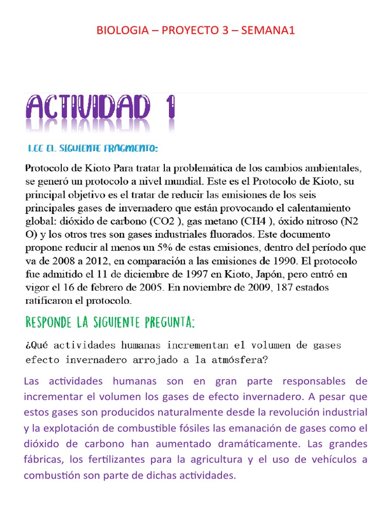 Deber de Biología RESUELTO - Bachillerato - Proyecto3 - Semana 1 | PDF
