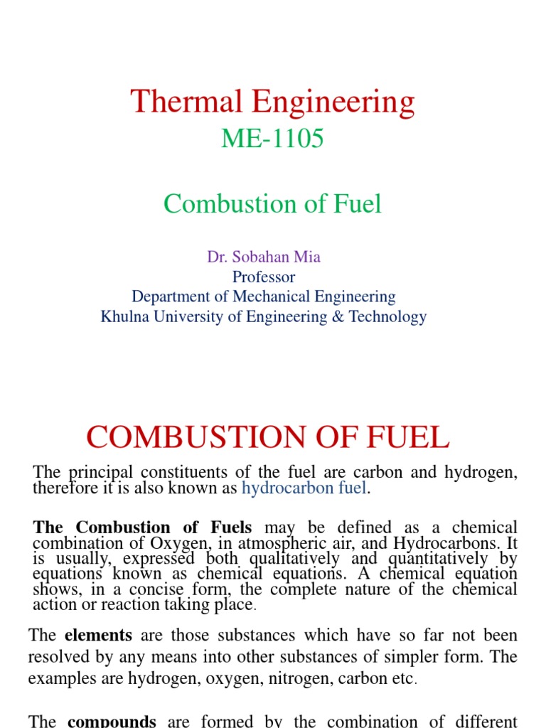 Combustion of Fuel | Download Free PDF | Combustion | Molecules
