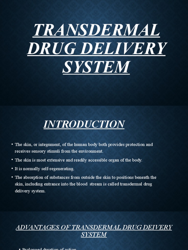 Transdermal DDS | PDF | Chemistry | Synthetic And Plastic