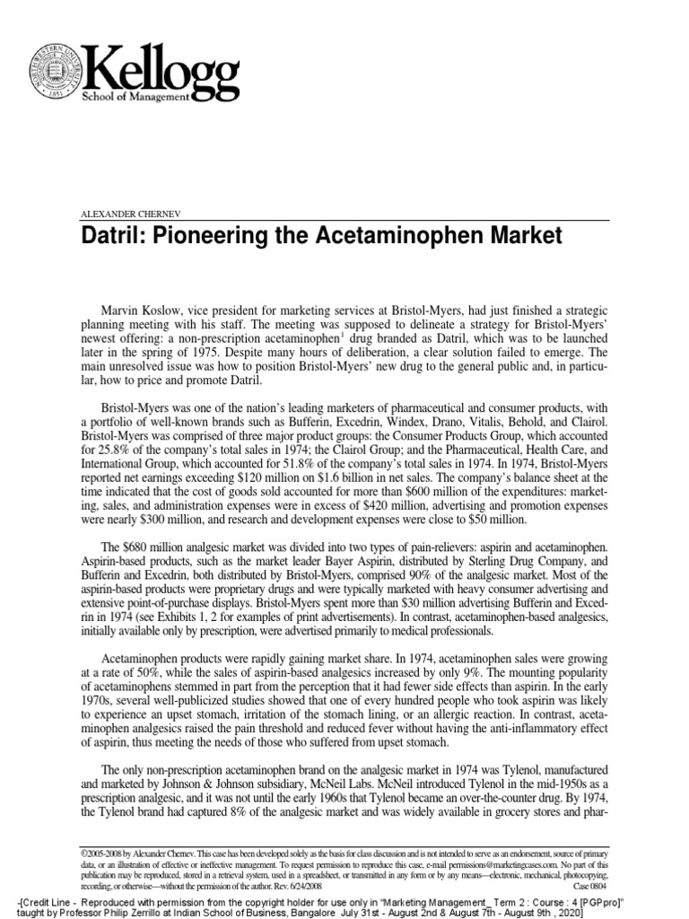 Datril: Pioneering The Acetaminophen Market | PDF | Aspirin | Analgesic