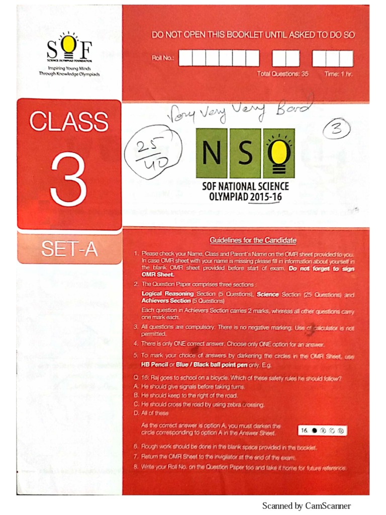 Class-3. Nso 2015 | PDF