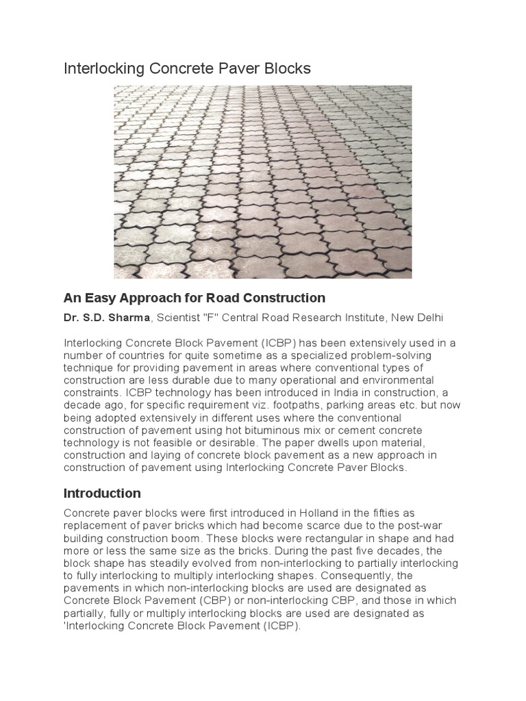 Interlocking Concrete Paver Blocks Guide | PDF | Road Surface | Concrete